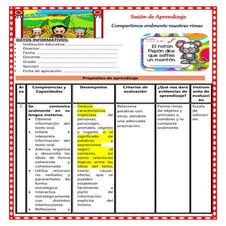 1° SESIÓN DÍA 1 COM COMPARTIMOS ORALMENTE NUESTRAS RIMAS UNIDAD 5 ...