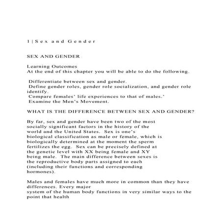 1 S E X A N D G E N D E R Sex And Gender Learni Docx