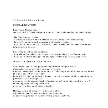 1 S o c i a l i z a t i o n SOCIALIZATION Learning .docx | Parenting ...