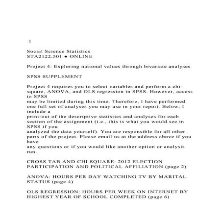 1 Social Science Statistics STA2122.501 ONLINE Pr.docx