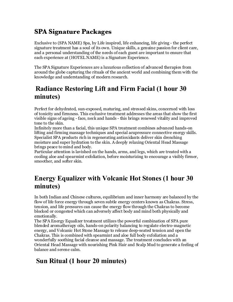 1. Spa Signature Packages