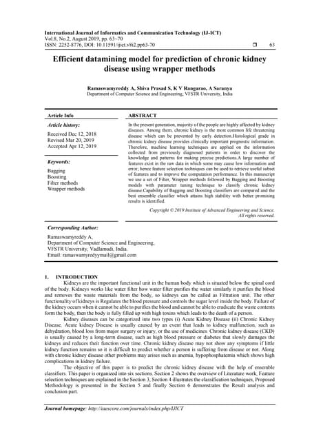 Chronic Kidney Disease Prediction Using Machine Learning | PDF