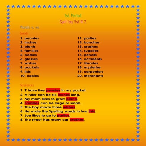 1st. period spelling list # 2 | DOCX