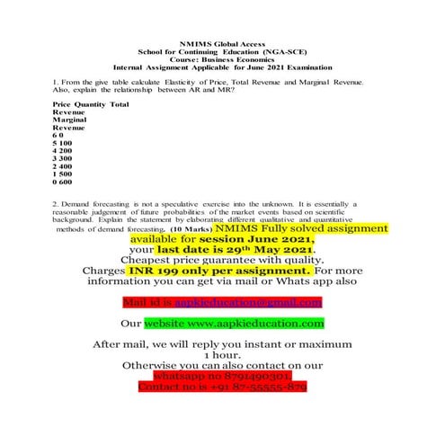 1st sem nmims june 2021 solved assignments | PDF