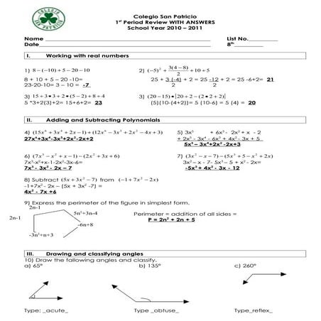 1st. period exam review (1) | PDF