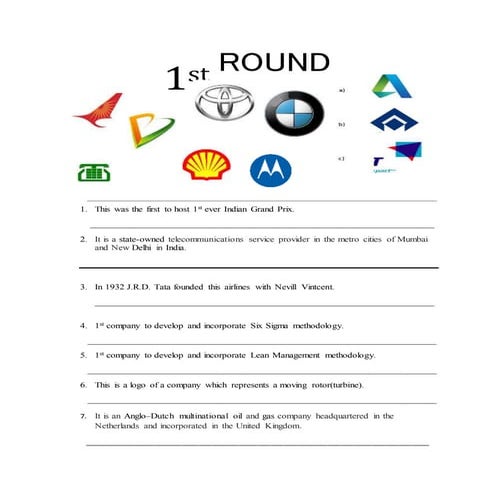 New Logo quiz (One liner hints, taglines) | DOCX