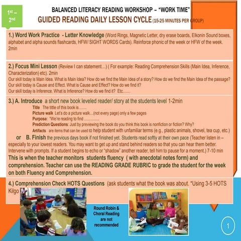 Guided Reading Daily Lesson Cycle (1st & 2nd Grades) for Professional ...