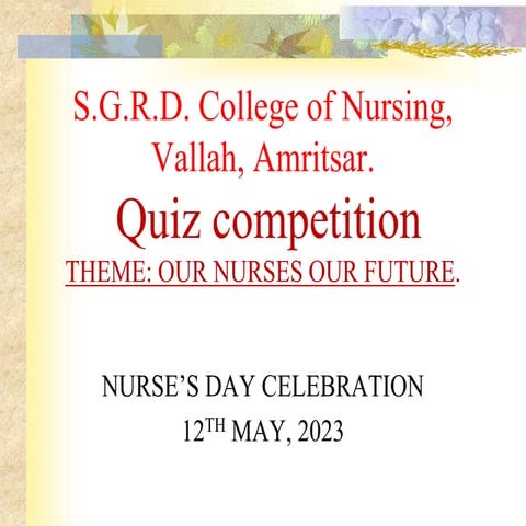 Nurses day quiz competition round 1st and 2nd | PPTX