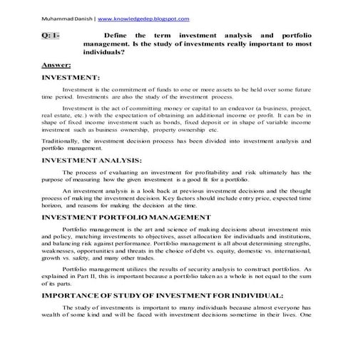 1st assignment (investment) | DOCX