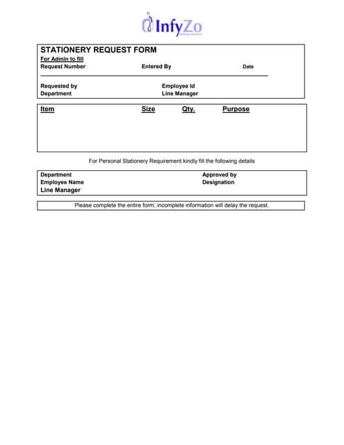 Stationary request form | XLS