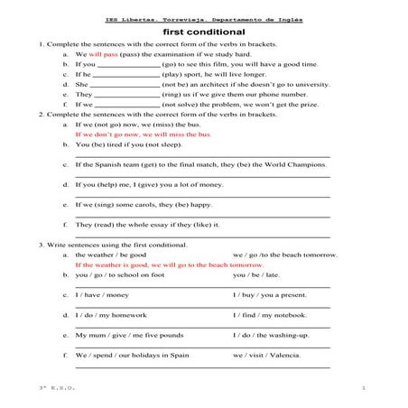 1stconditional worksheet | PDF