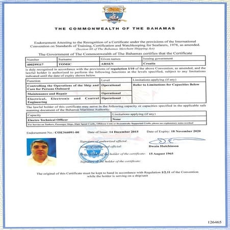 ETO certificate bahamas | PDF