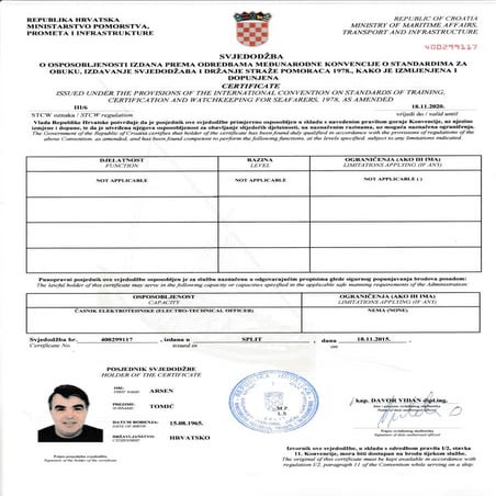ETO III 6 certificate - Croatia | PDF