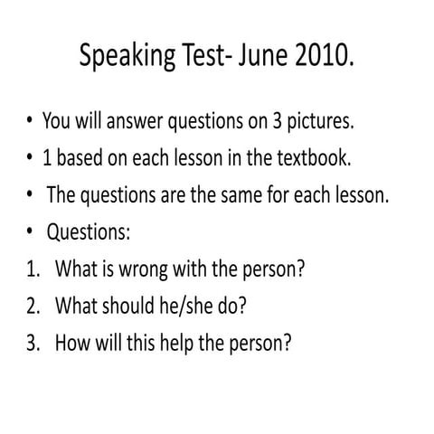 1st Grade Speaking Test | PPTX
