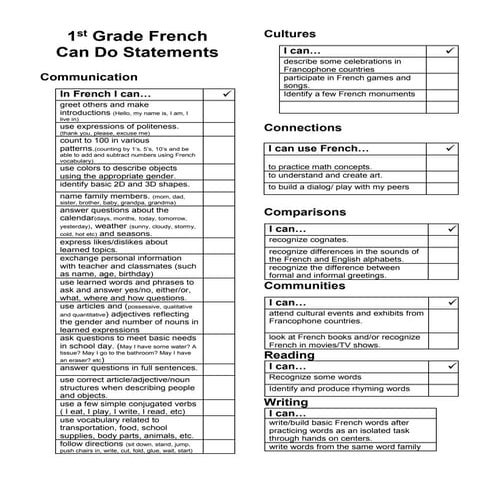1st Grade French Can Dos.docx