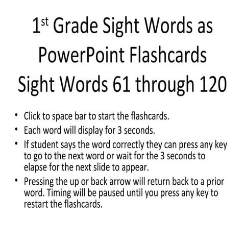 1st grade sight words 61 - 120 | PPS