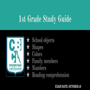 1st Grade Study Guide Octobers exam for students | PDF
