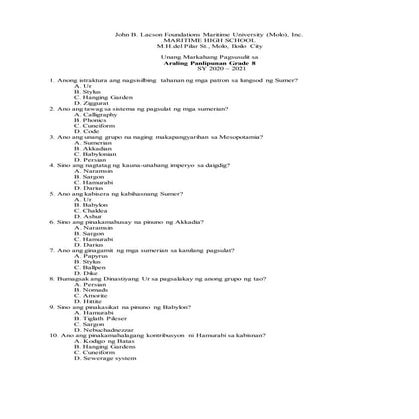 1st grading exam 2020 g8 | PDF