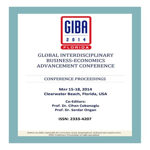 GLOBAL INTERDISCIPLINARY BUSINESS-ECONOMICS ADVANCEMENT CONFERENCE ...
