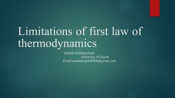 The first law of thermodynamics | PPT