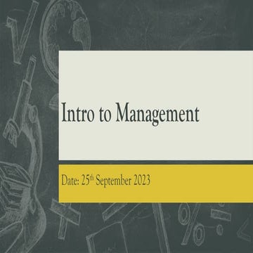 1st lecture of introduction to management | PPT | Free Download