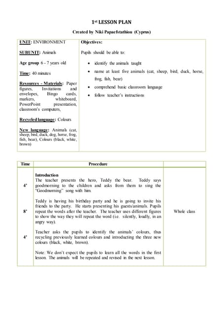 Lesson plan puppets | DOCX