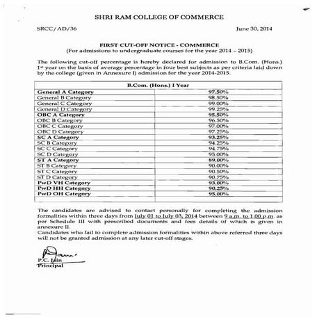 1st list SRCC B.Com (H) | PDF | Computing | Technology & Computing