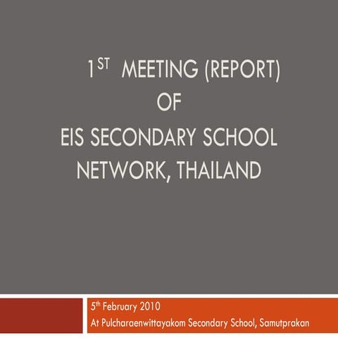 1st meeting report of eis secondary school network | PDF