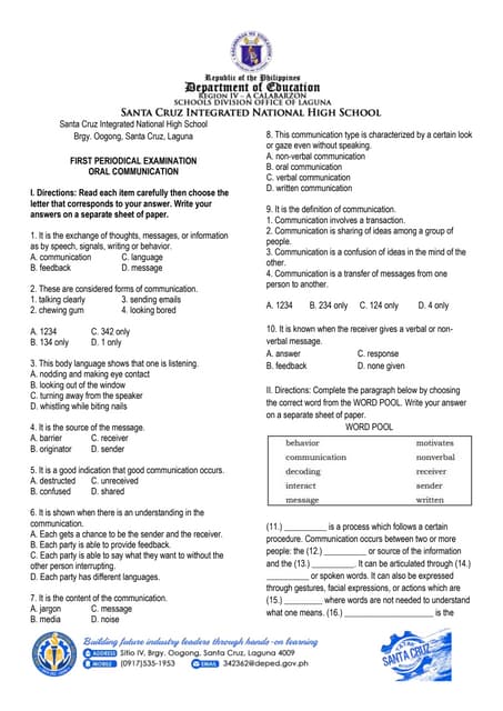 2nd Quarterly Exam in 21st Century Literature with TOS & Answer Key ...