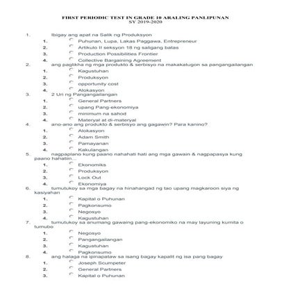 1st Periodic Test - AP 10.doc