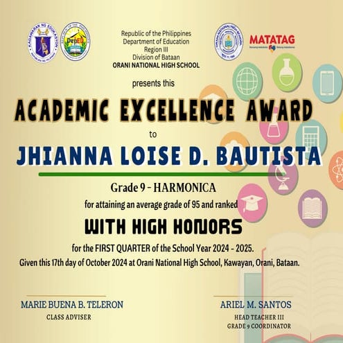 First Quarter Honors Certifications Achievers | PDF