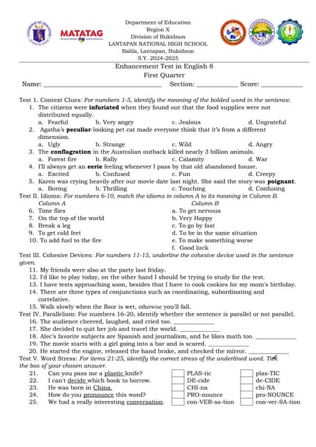 GRADE 2 English SECOND PERIODIC TEST | DOC | Gardening | Home & Garden