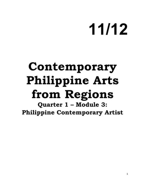 Q1 Contemporary Art Forms Filipino Artists’ Roles and their ...
