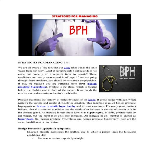 STRATEGIES FOR MANAGING BPH | PDF