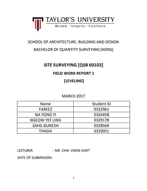 Levelling report-1 | PDF | Physics | Science