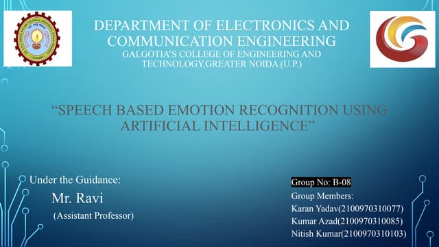 Speech Based Emotion Recognition Using Artificial Intelligence Ppt