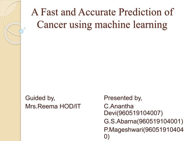 project-ppt-on-breast-cancer-prediction-using-ml | PPTX