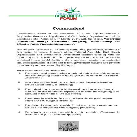 1st roundtable communique | PDF