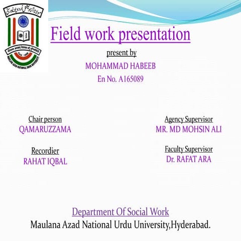 field work presentation by 'Habeeb' msw. manuu | PPTX