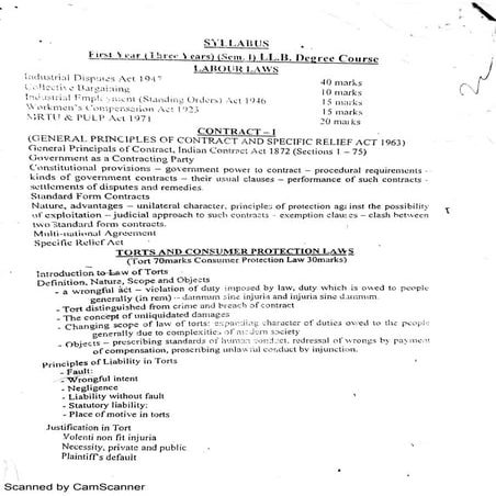 3 Year LLB - 1 SEM SYLLABUS | PDF | Educational Assessment | Education