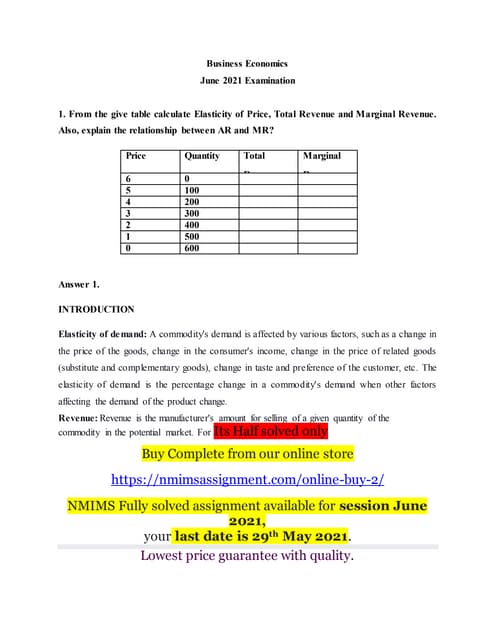 Nmims ASSIGNMENT ANSWERS | PDF