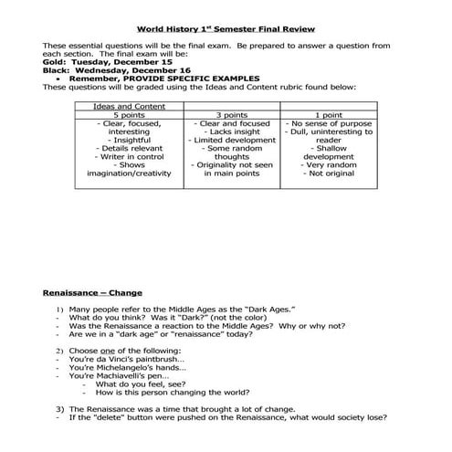 Mr. Lehr's 2009 1st Semester World History Final Review | PDF
