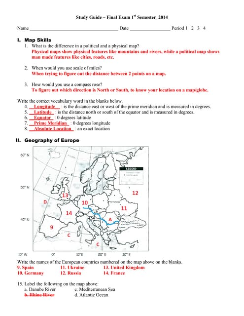 Political map of europe answers | DOC