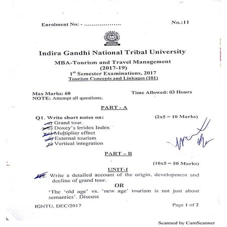 IITTM 1st sem previous question paper's | PDF