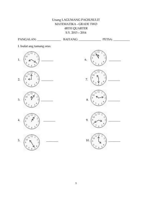 Mathematics Grade 2 | DOCX