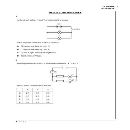 physics 1st term exams question | DOCX