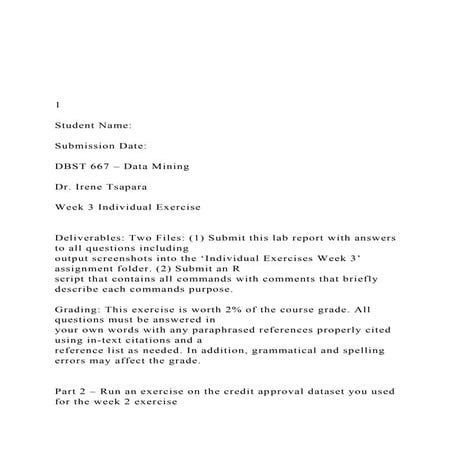 1 Student Name Submission Date DBST 667 .docx