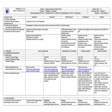 Science 9 Lesson Plan | DOCX