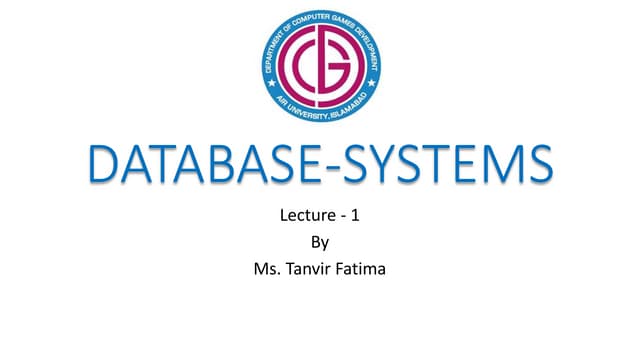 Introduction To Database Systems Presentationpptx