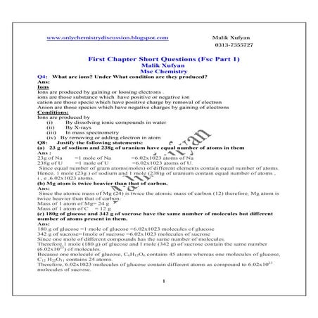 1st year chemistry full book short question ans | PDF